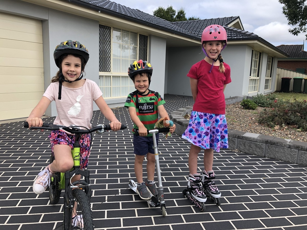 Colourful reminder to wear helmets when riding or skating in Singleton